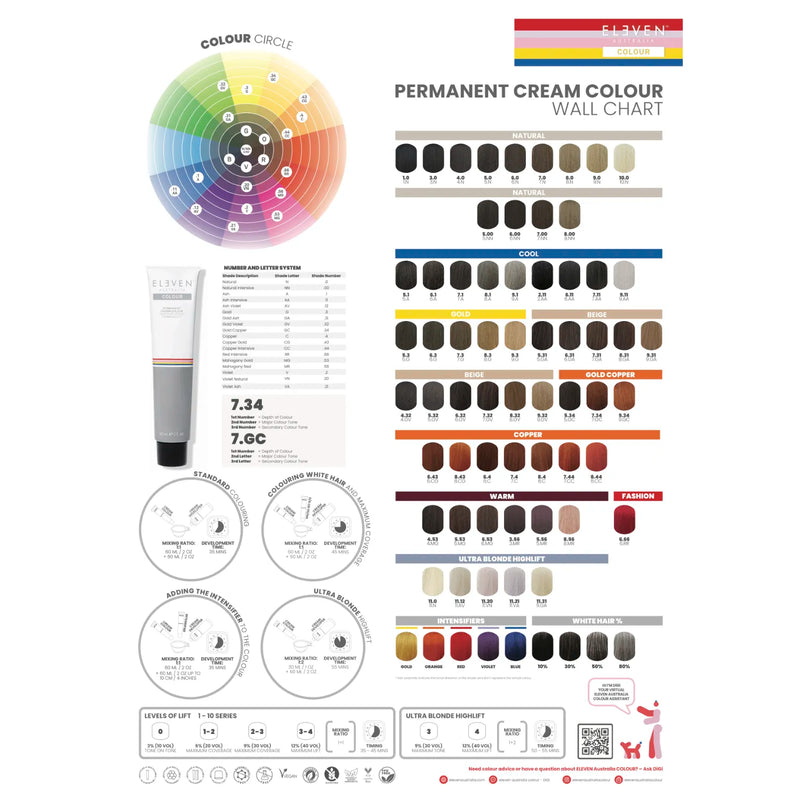 Eleven Australia Permanent Cream Colour Wall Chart – International Beauty